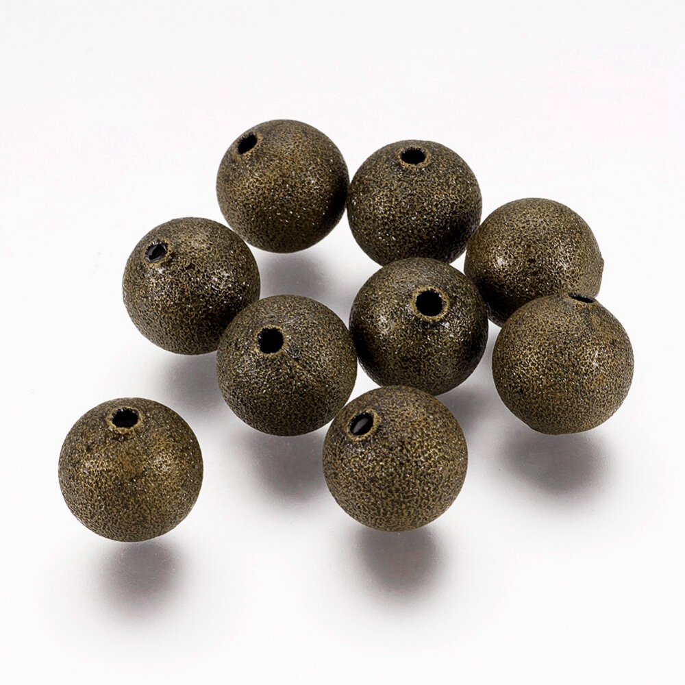 Бусина металлическая, 12мм, соляной шарик, базовый материал - латунь, бронзовый, 10 шт.