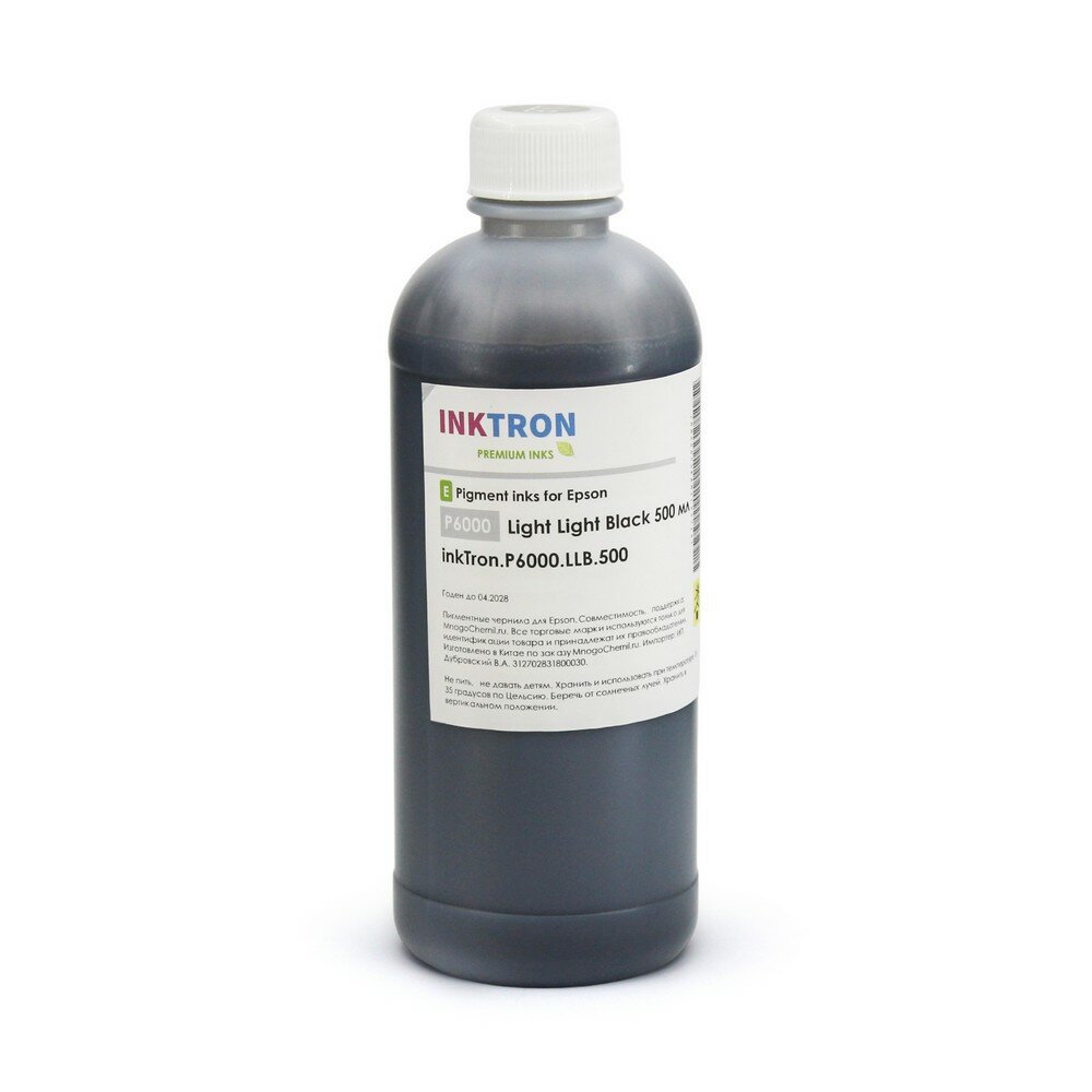 Чернила для Epson 4880, 9880, 9800, 4800, 7800, 7880 пигментные InkTron Light light black 500 мл, inkTron. P6000. LLB.500