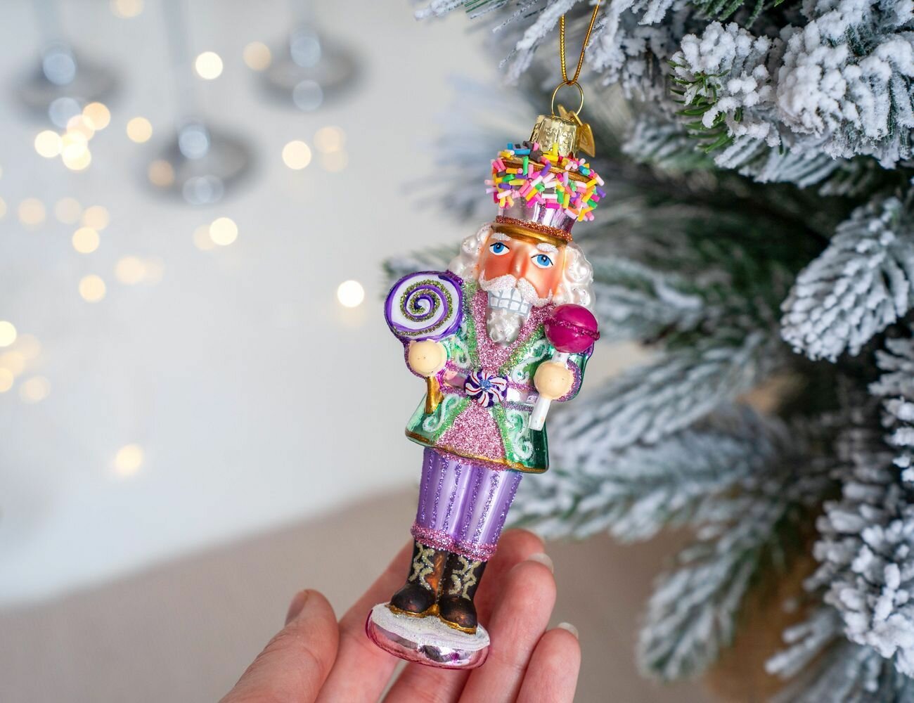 Ёлочная игрушка щелкунчик И волшебные конфеты, стекло, 13 см, Kurts Adler NB1800-2