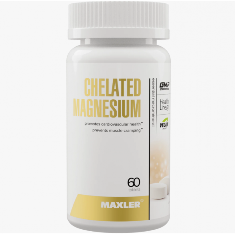 Магний в хелатной форме Maxler Chelated Magnesium (Bisglycinate Chelate form) 60 vegan tabs,