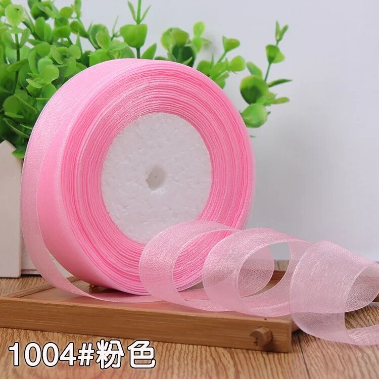 25 мм прозрачные ленты из органзы, 50 ярдов/рулон, сделай сам, ткань для рукоделия ручной работы, Рождество, Хэллоуин, свадьба, вечеринка, подарочная упаковка, лента