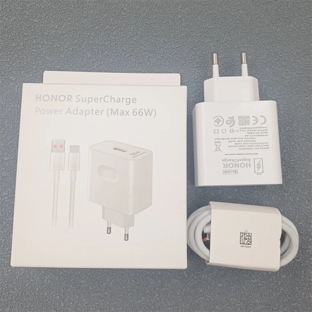 Оригинальное быстрое зарядное устройство Honor Magic 7 6 Lite 66 Вт EU/US SuperCharge, 6 А, EU Set