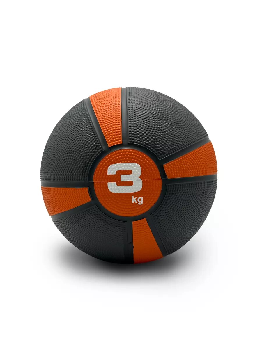 Медбол UNIX Fit PRO 3 кг для рук, утяжеленный мяч для фитнеса и кроссфита, медицинбол, оранжевый