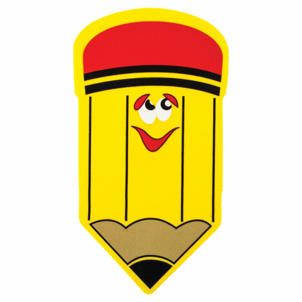 Стиратель магнитный для магнитно-маркерной доски юнландия "Карандаш", 55х100 мм, желтый с рисунком, 237507, 237507