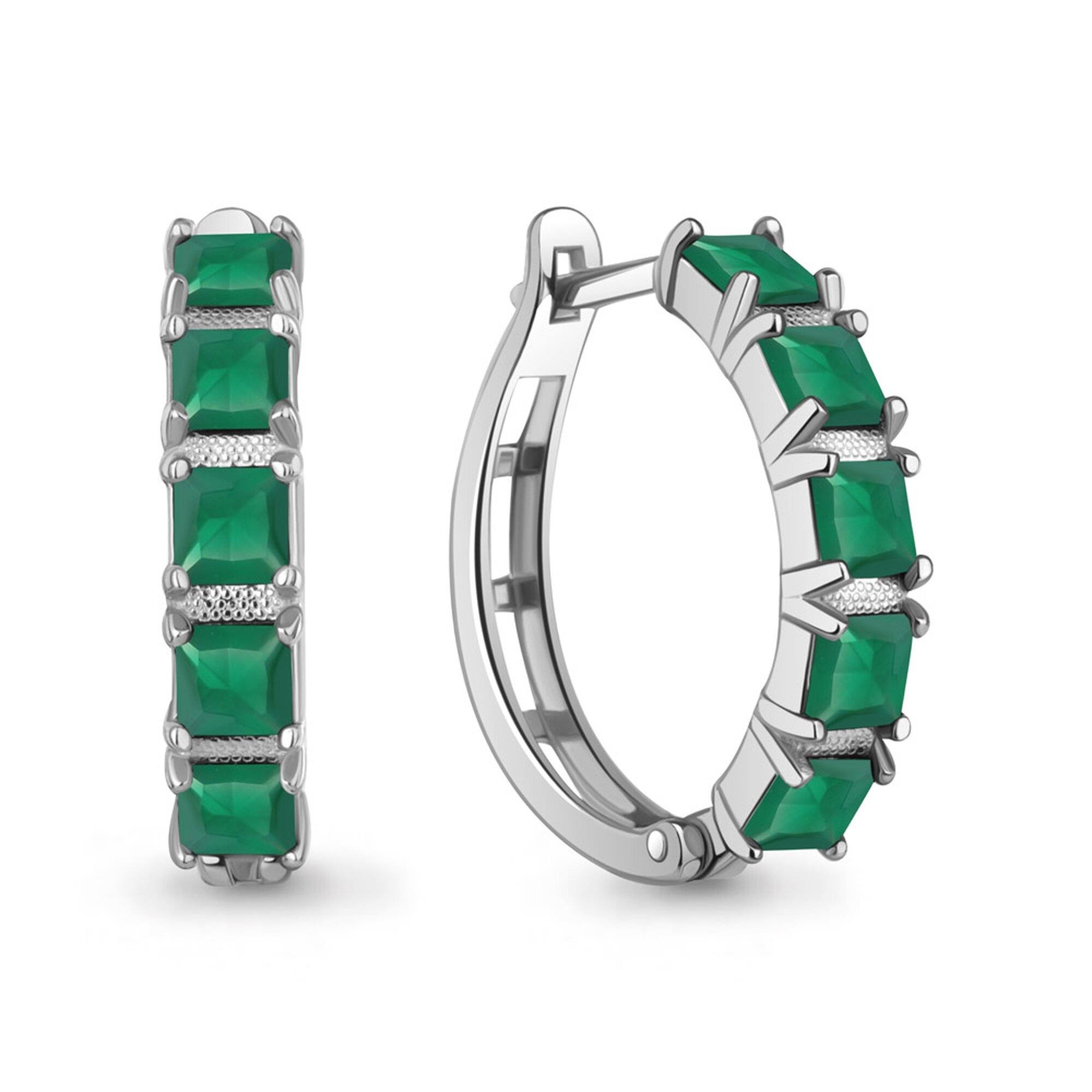 Серьги конго, серебро, 925 проба, родирование, агат