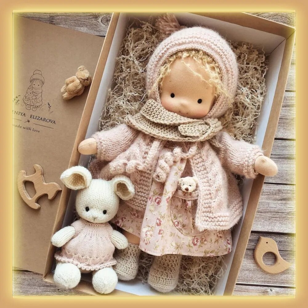 Waldorfdoll Кукла для девочки мягкая с одеждой текстильная тряпичная с длинными волосами интерьерная ручной работы-ROMIKY