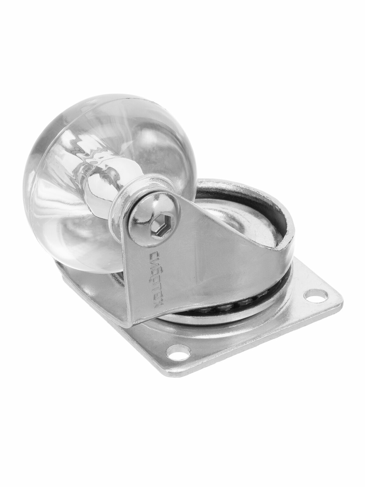 Колесо ПУ прозрачное поворотное Сибртех диаметр 35мм крепление платформенное 68731