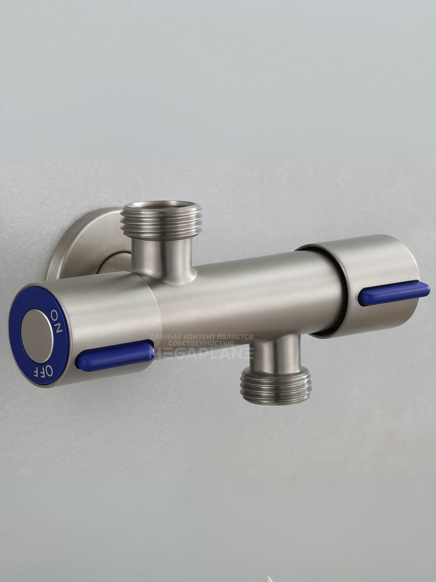 Кран угловой 2вых. в разные стороны для сантехнический приборов 1/2" НАР/НАР/НАР