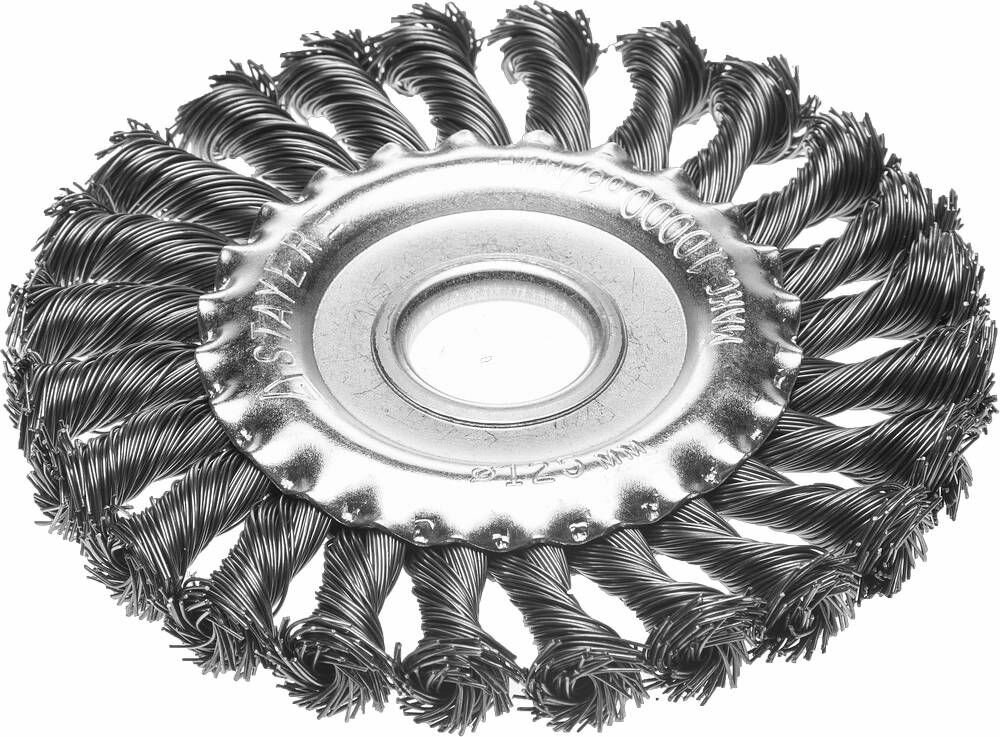 Дисковая щетка STAYER, 125 мм, стальная проволока 0.5 мм, для УШМ Professional 35120-125