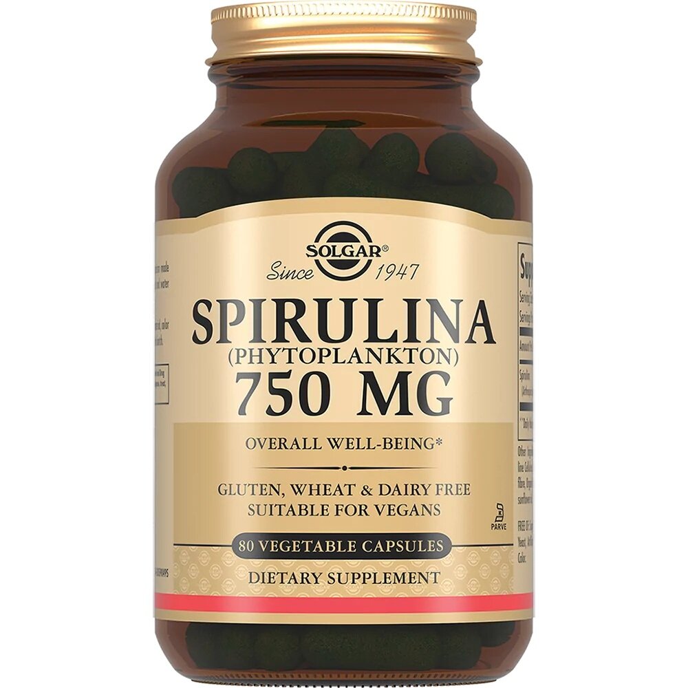 БАД Solgar Капсулы "Спирулина 750 мг", 80 шт. Spirulina 750 mg
