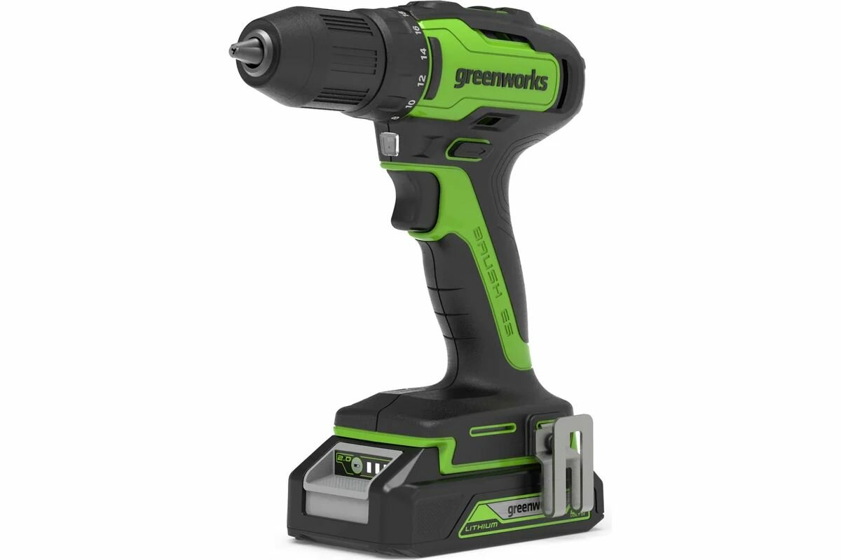 Аккумуляторная дрель-шуруповерт Greenworks GD24DD35K2, 24V, c 1хАКБ 2 Ач и ЗУ, в кейсе