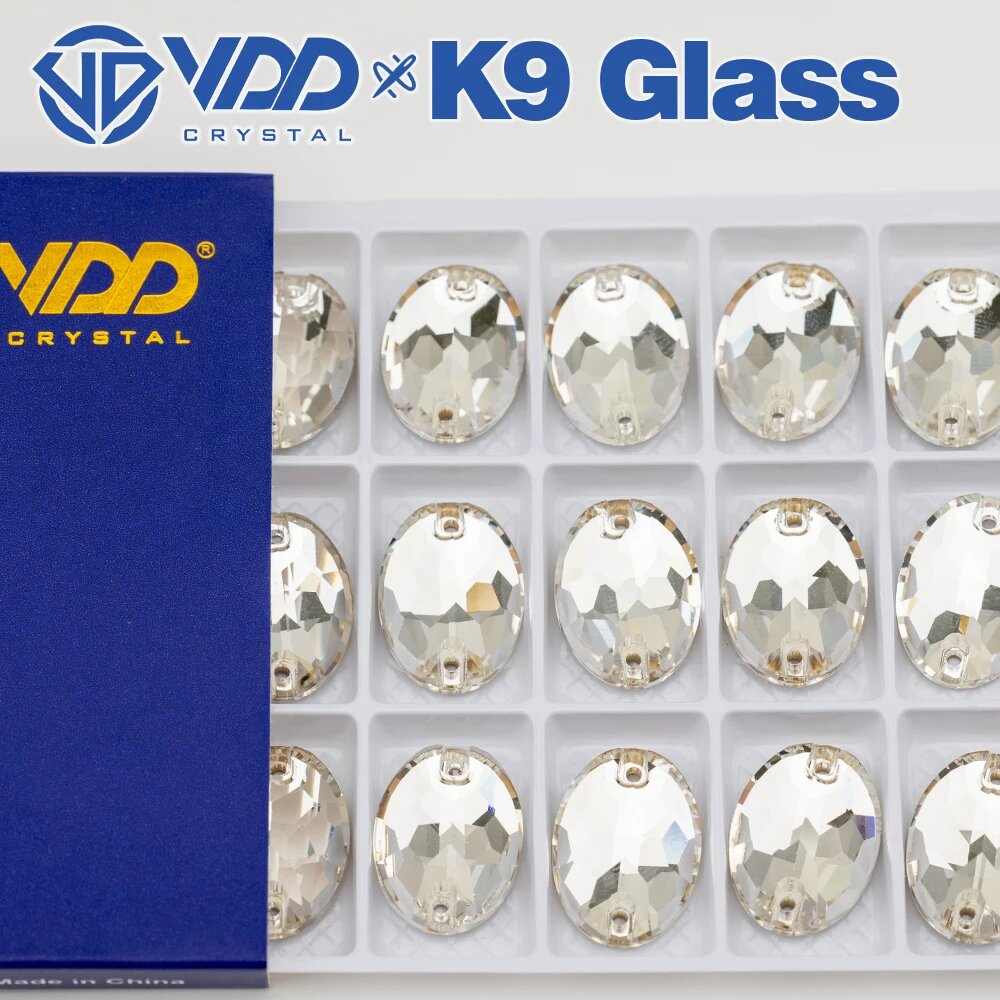 Стразы VDD стеклянные овальные 10x14mm-36Pcs, Crystal