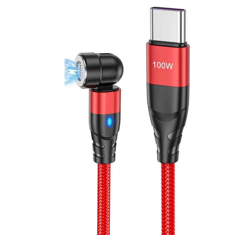 Магнитный кабель для быстрой зарядки PD 100 Вт, провод USB Type-C Micro USB, шнур для передачи данных для iPhone 14 13 12 11 Pro Max Samsung Xiaomi Huawei 1,8 м, Красный
