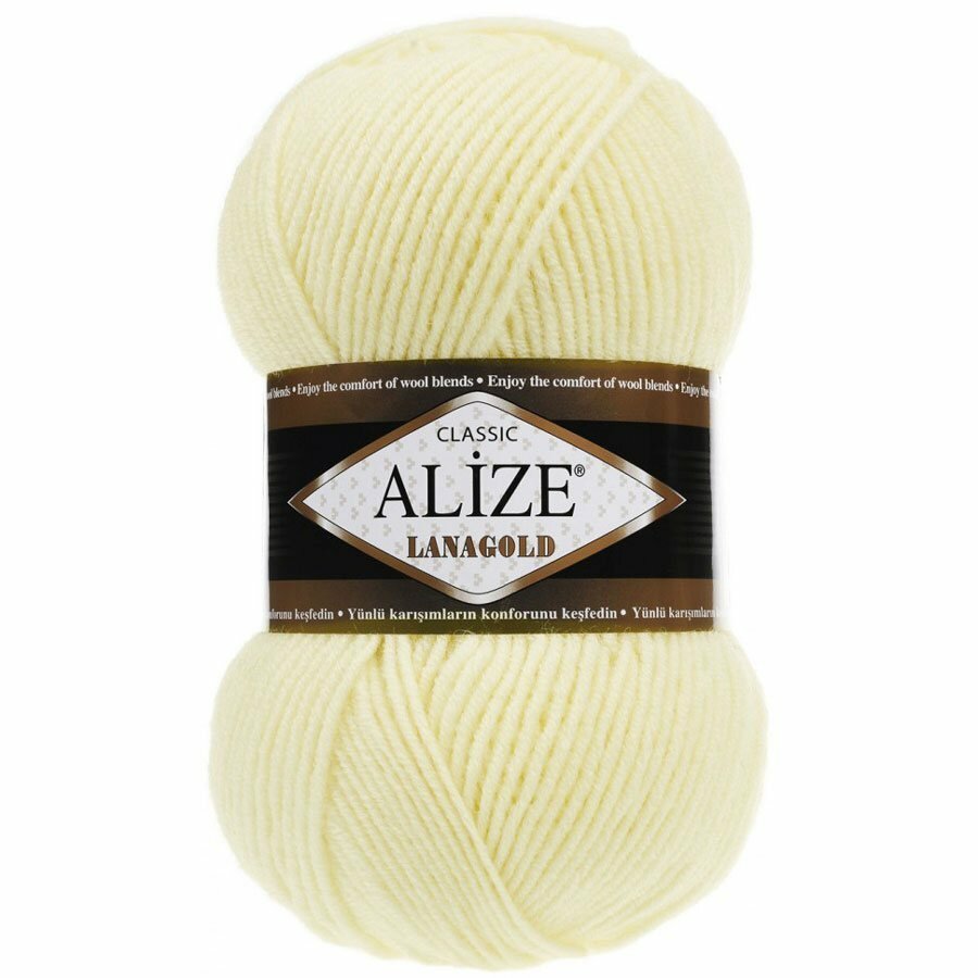 Пряжа Alize LANAGOLD 01 кремовый (5 мотков)