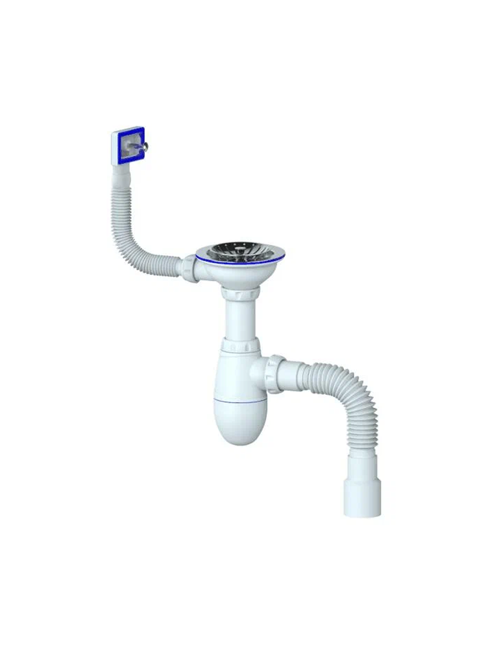 Сифон для кухонной мойки Unicorn В425Р, бутылочный, выпуск 3 1/2", нержавеющая решётка