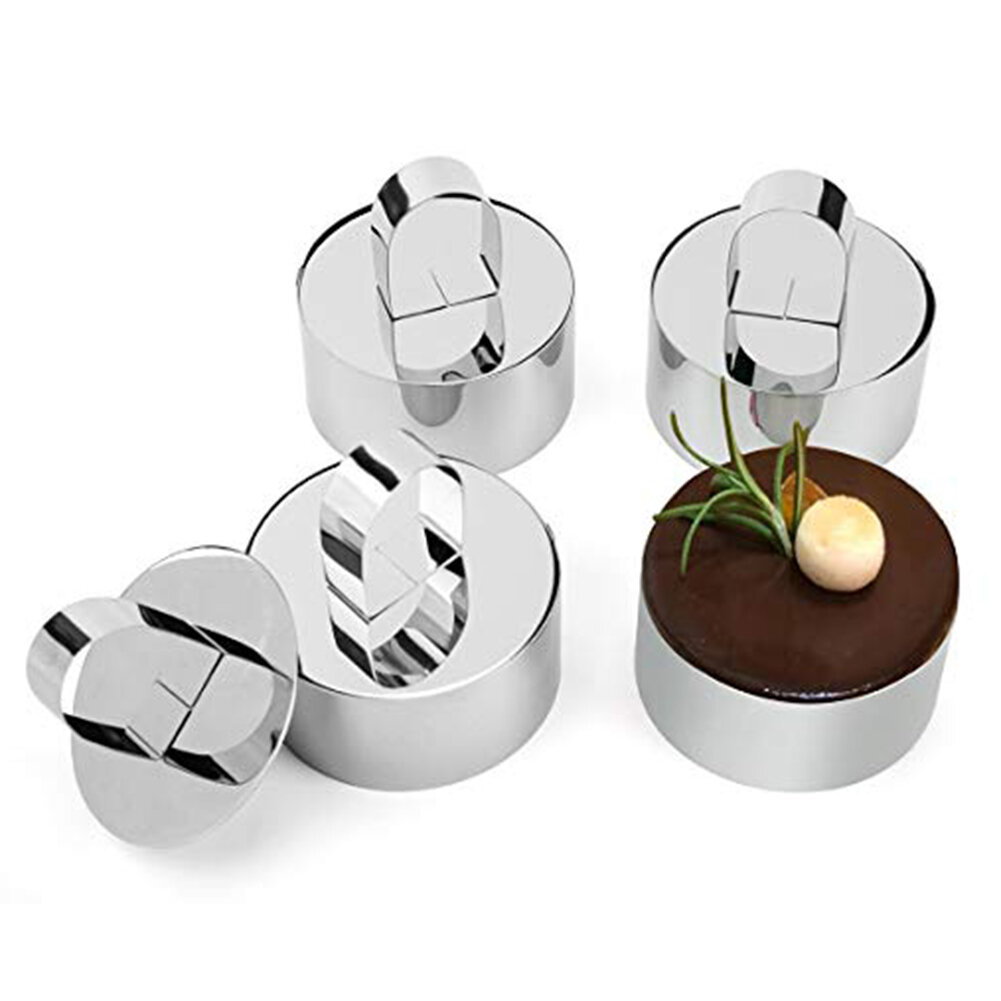 4 шт./набор маленьких пищевых кондитерских муссовых формочек для торта, круглых колец, бисквитных помадок