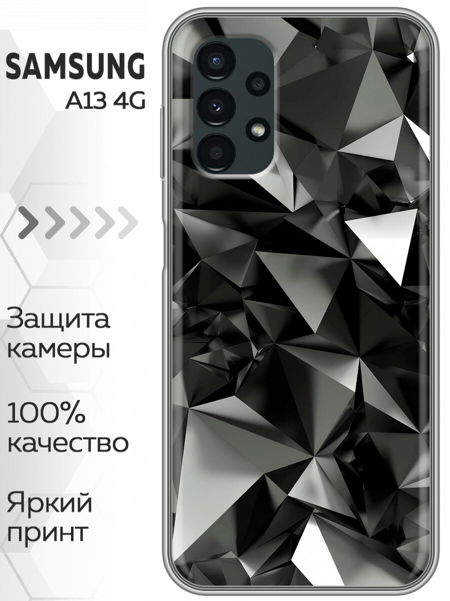 Чехол для Samsung Galaxy A13 4G с принтом черные кристаллы (Самсунг Гэлакси А13 4Г)