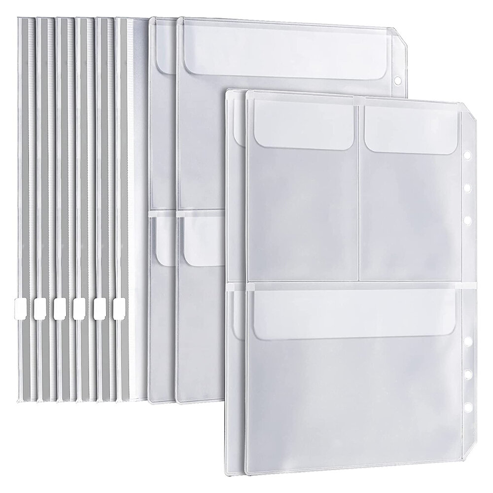 20 шт, A5, 6 карманов для папок с кольцами, 3 типа конвертов, застежка-молния, сумка для счетов для органайзера Filofax, клипбук