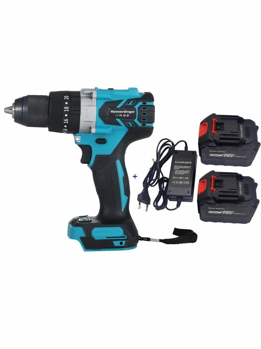 Аккумуляторная ударная бесщеточная дрель-шуруповерт Heimerdinger, 18В,150 нм, 2х6 Ач Li-Ion, LB176S