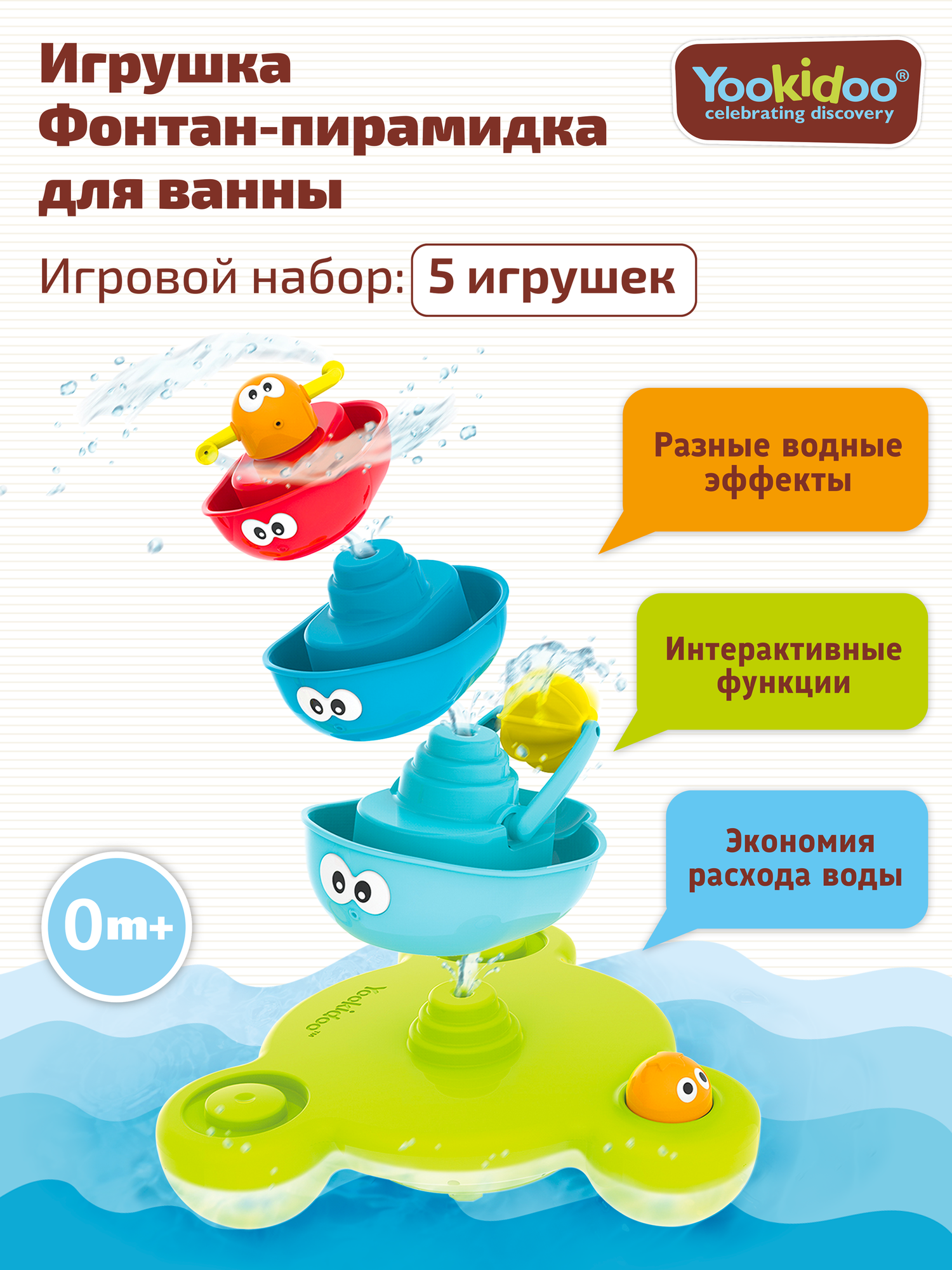 Игрушка для ванной Yookidoo "Веселый фонтан", от 12 месяцев, пластик
