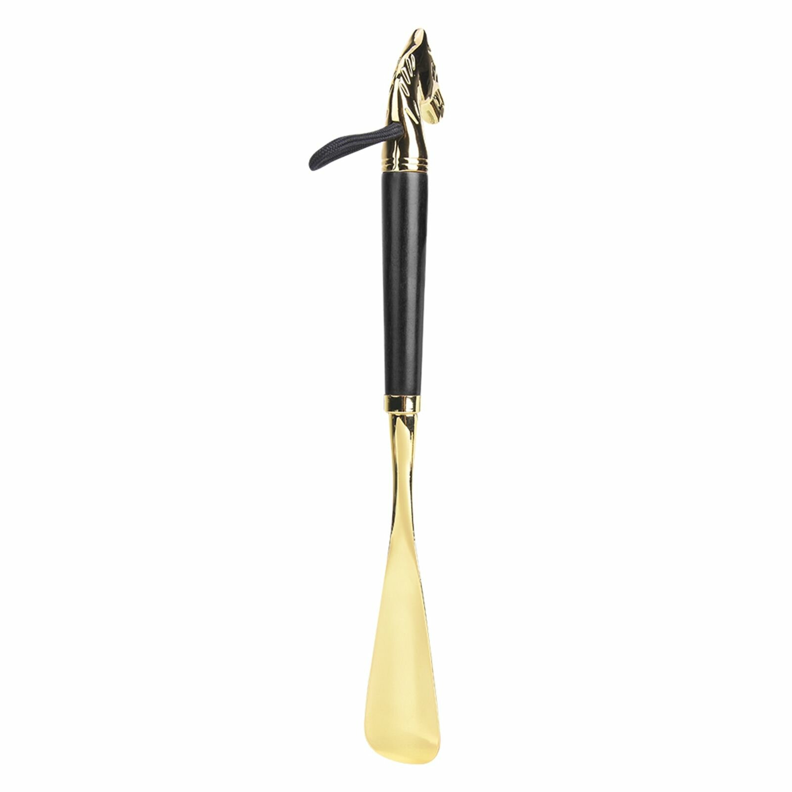 Рог для обуви с головой лошади, универсальный рожок для обуви с длинной ручкой из бука, черный, 32 см