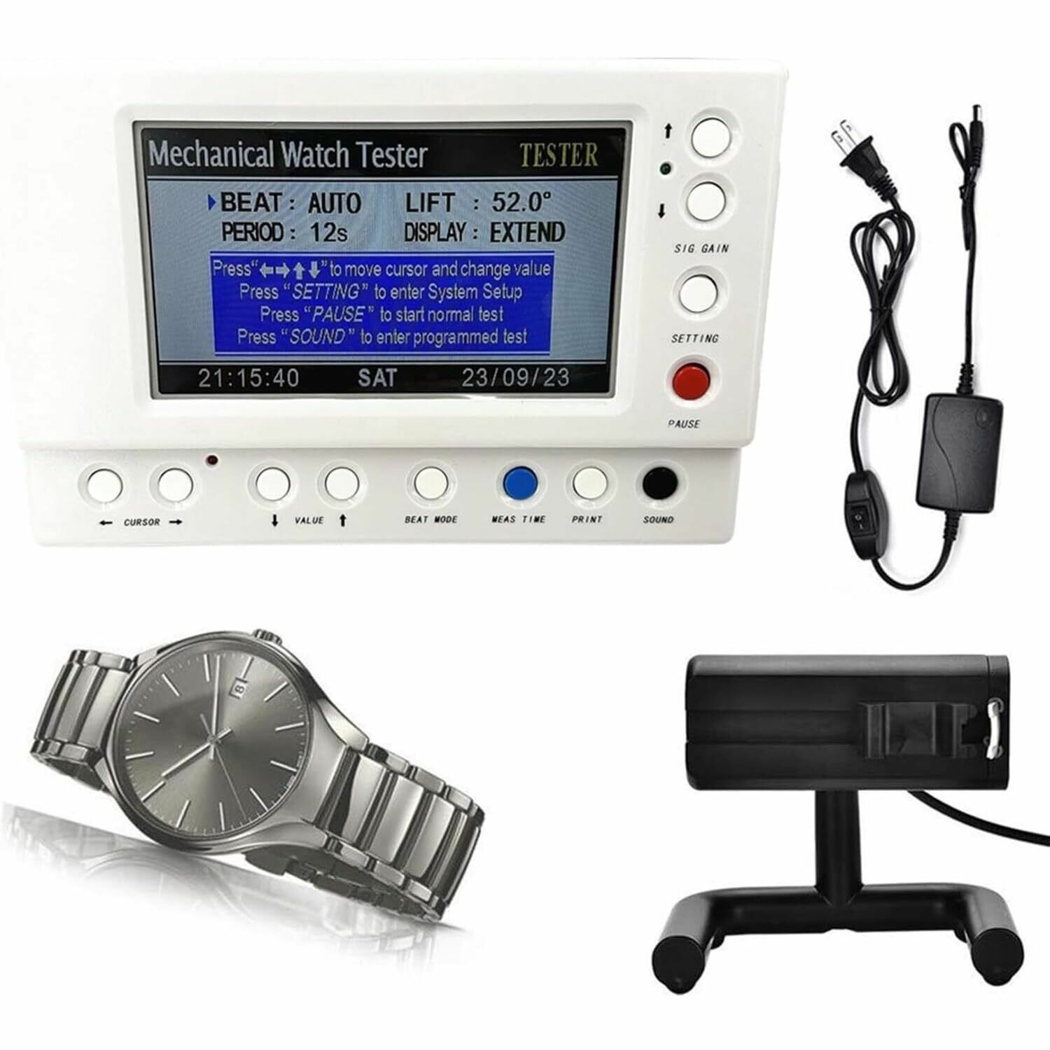 Тестер часов модель 6000, инструмент для ремонта часов с большим дисплеем, 6 направлений измерения, видимые линии данных