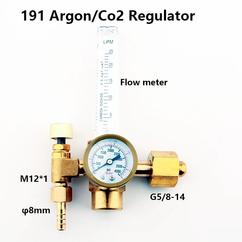 Регулятор аргона CO2 Mig Tig Сварочный расходомер Регулятор газа Расходомер Манометр сварки Редуктор давления аргона G5/8 для сварочного оборудования