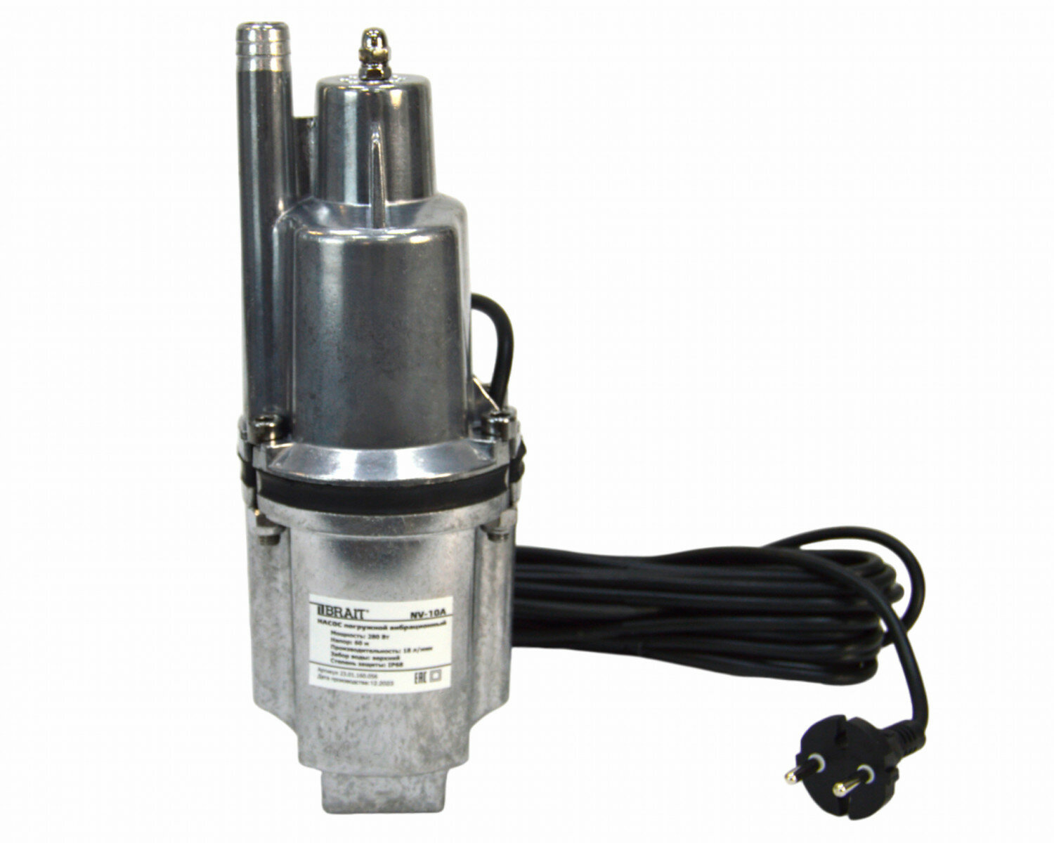 Насос вибрационный BRAIT NV-10A верх. забор (280Вт,18л/м, погр.5м, напор60м, ф110мм, алюм)