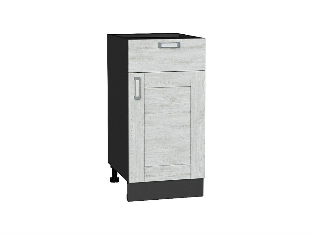 VVT Шкаф нижний с 1-ой дверцей и ящиком Лофт Graphite, Nordic Oak, 400 В*Ш*Г 816*400*478, фасад МДФ Nordic Oak, корпус Graphite Nordic Oak