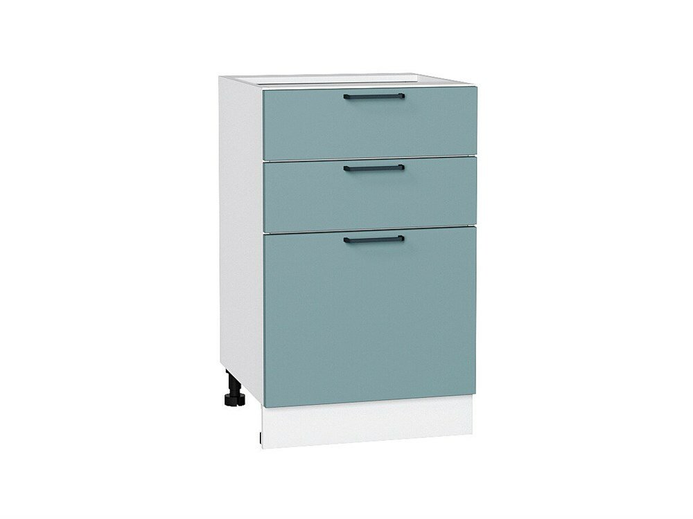VVT Шкаф нижний с 3-мя ящиками Флэт Белый, Grey-green In 2S, 500