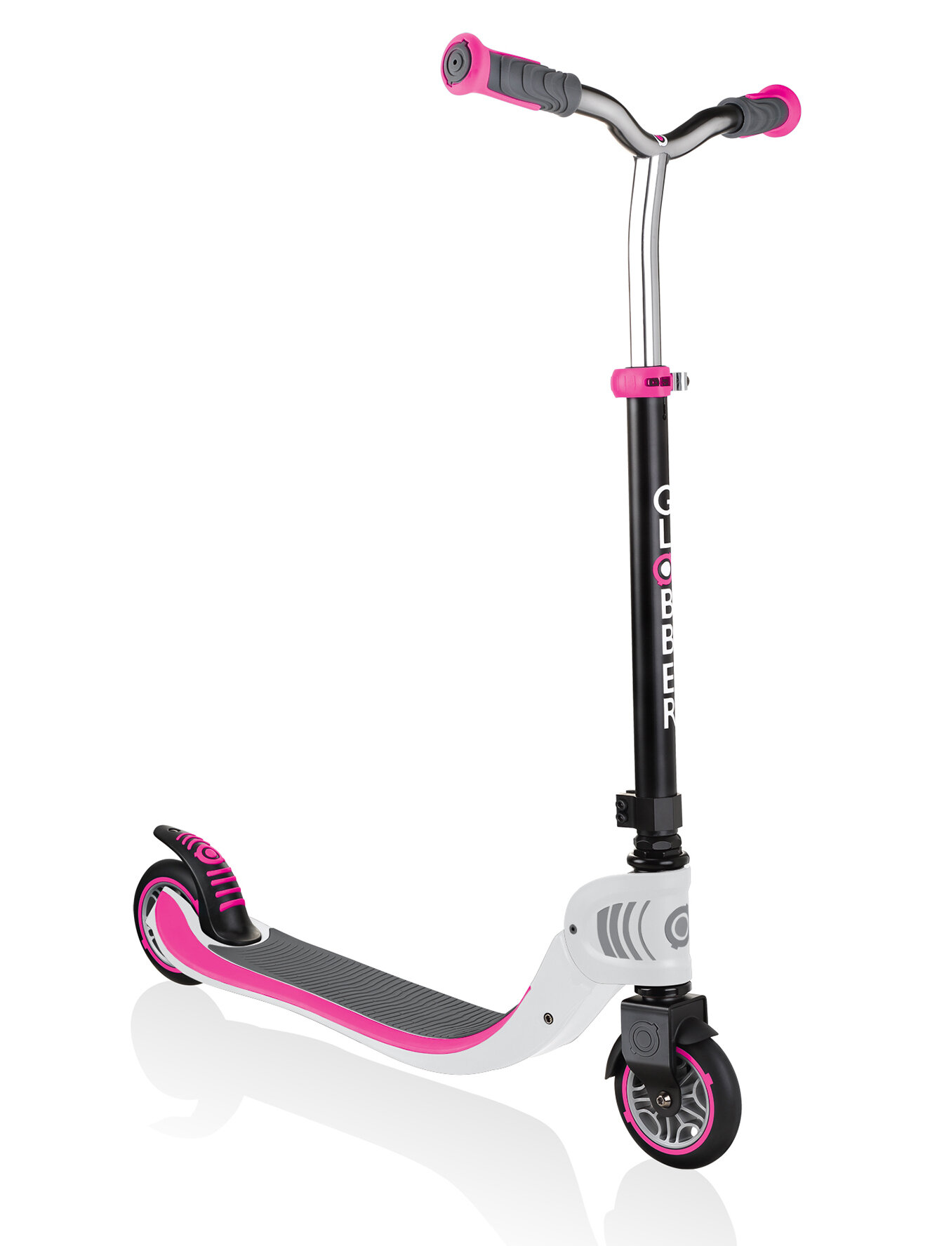 Детский самокат Globber FLOW 125 Foldable, двухколесный, складной - White/Pink