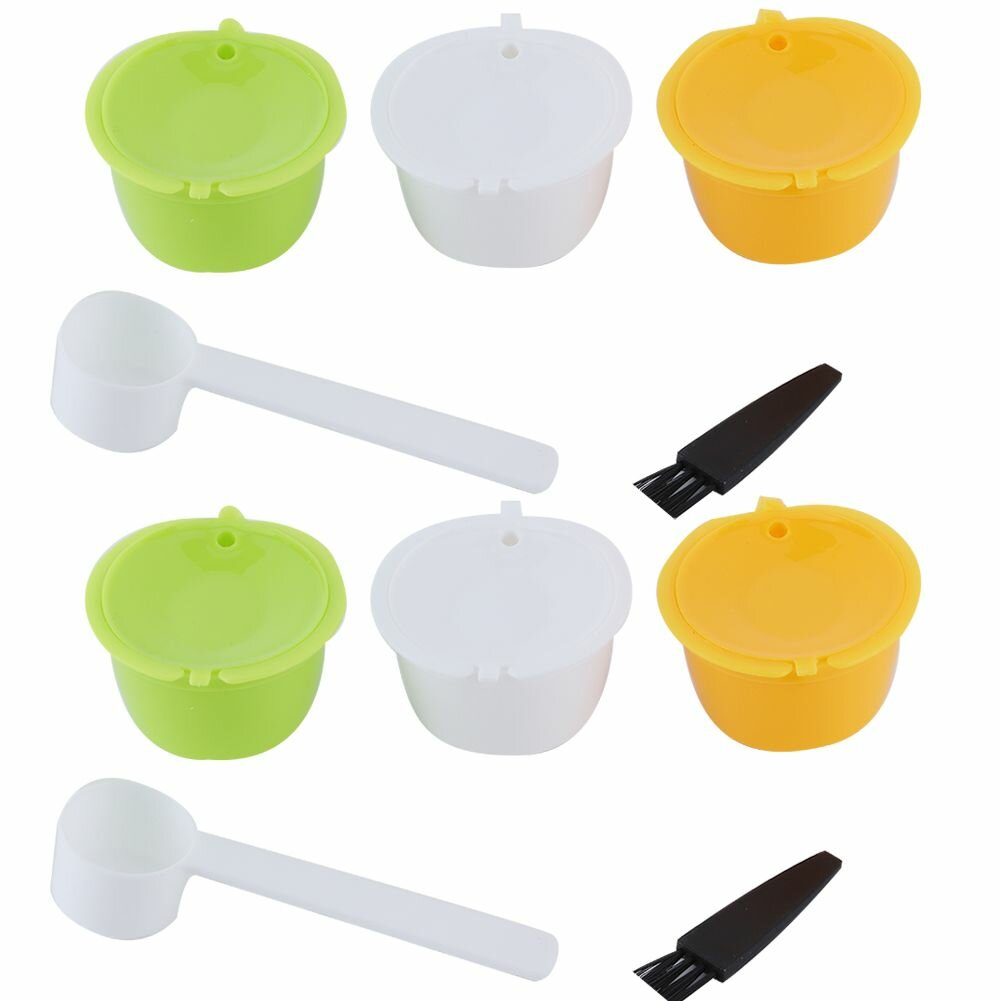 2 шт. многоразовые фильтры для кофе, подходят для Dolce Gusto, желтый, зеленый, белый