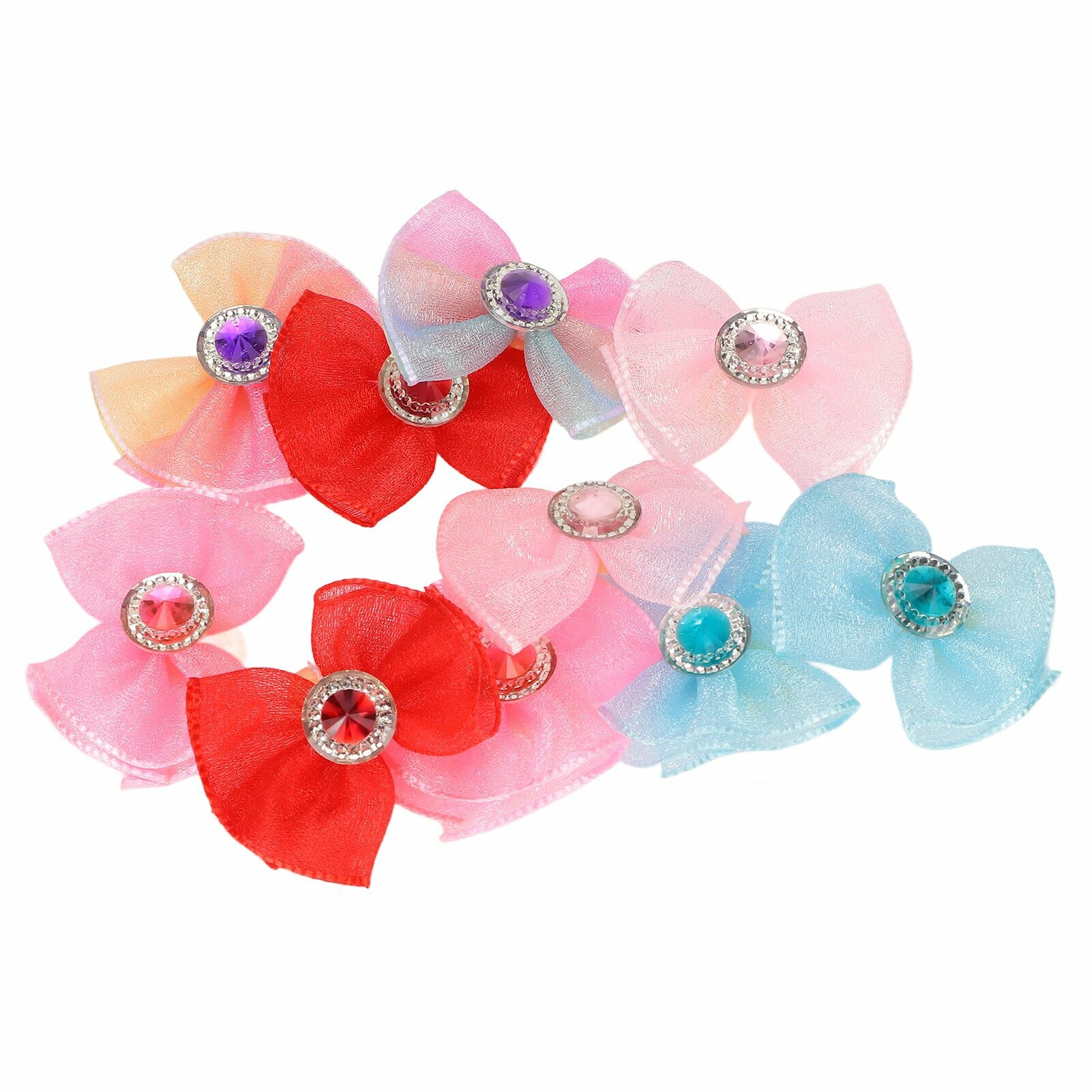 20 шт, банты для собак, разноцветные бусины со стразами, банты для ухода за домашними животными с резинками