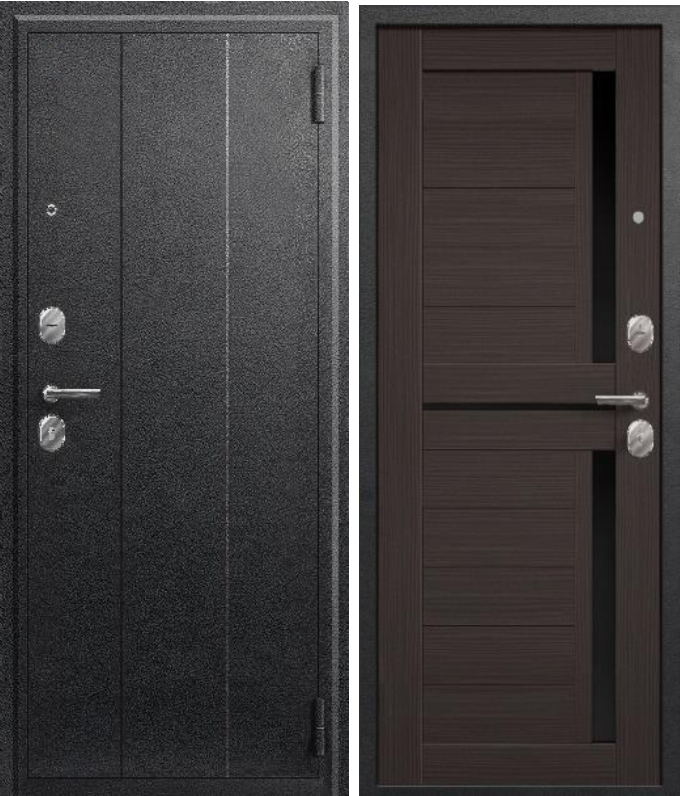 Дверь входная металлическая А-01 Черный сатин/Лиственница темная 960 правая