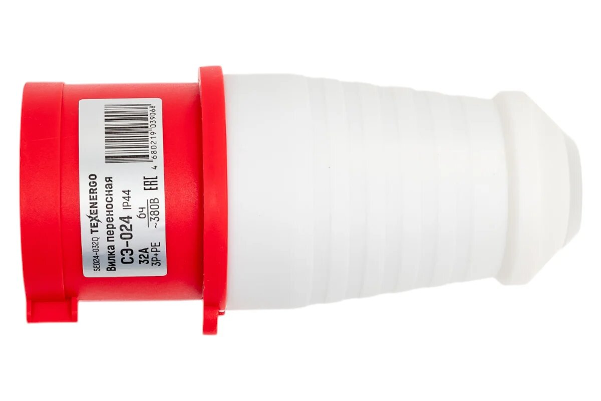Texenergo переносная вилка 3P+PE 32A 380В IP44 SE024-032Q для промышленной электросети