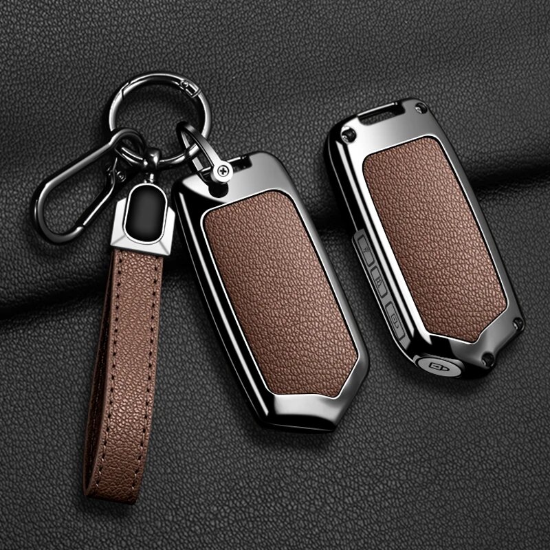 Чехол-брелок из цинкового сплава для смарт-ключа Kia K900 Stinger 2017-2020 с 4 Style 2 Brown