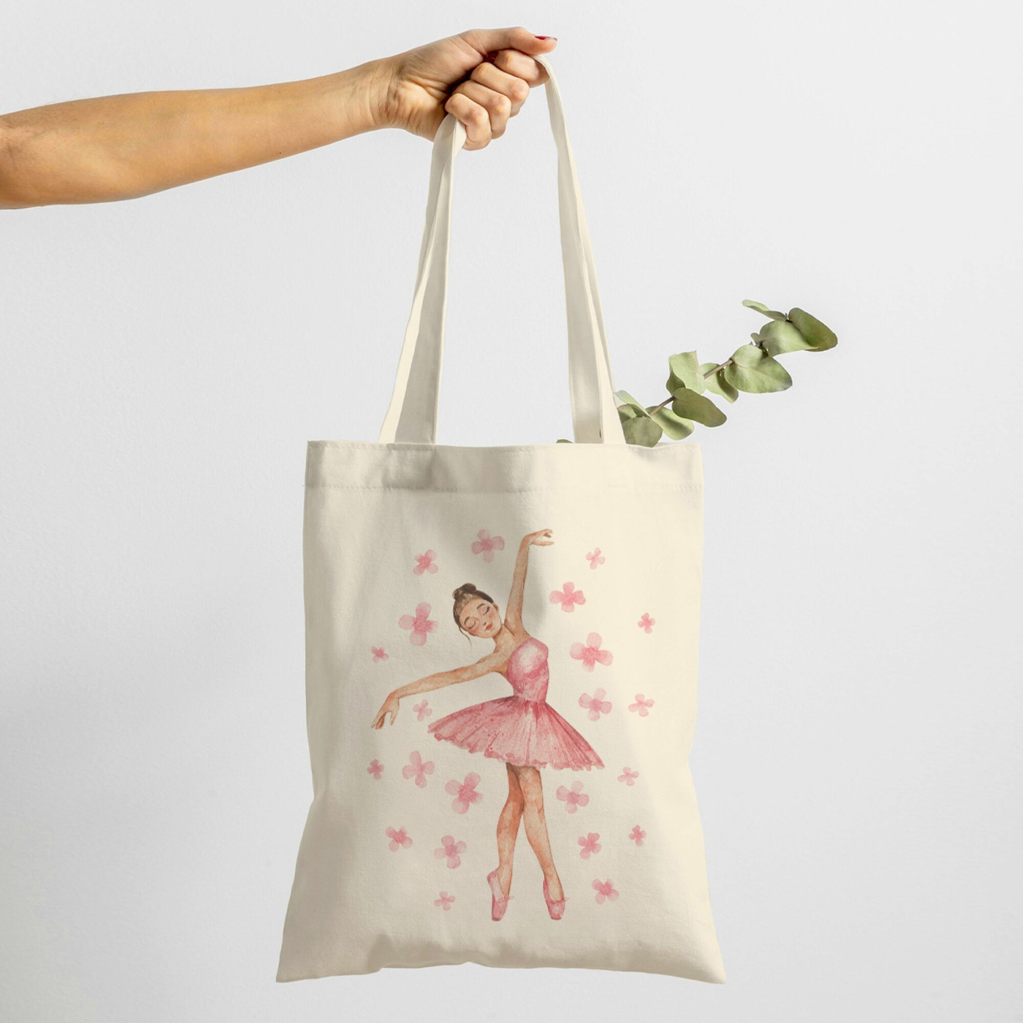 Сумка шоппер шоппер с принтом "Балерина в розовом", шопер авоська холщовая с рисунком в подарок