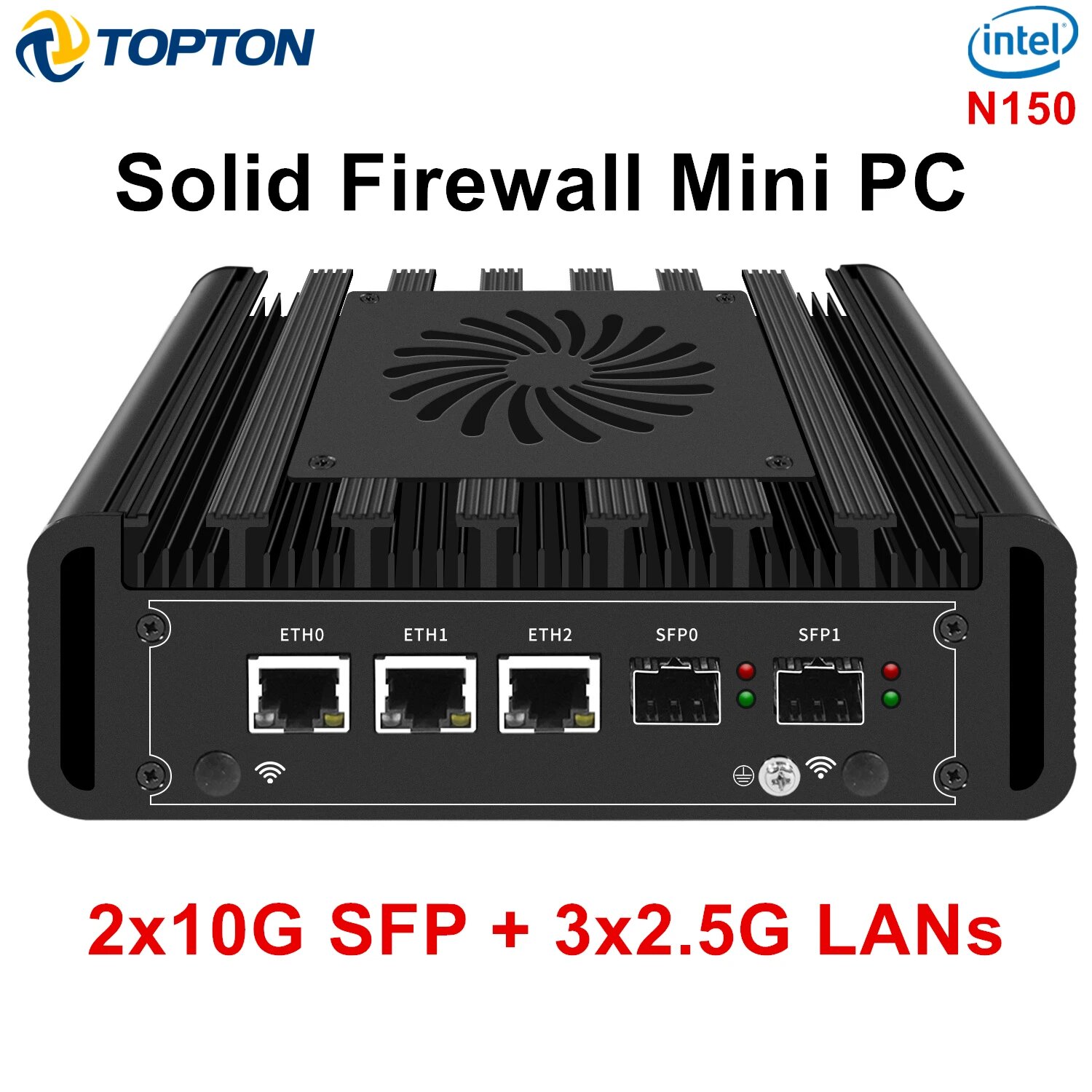 Topton Мини-ПК Intel i3 N305/N300/N150 2x10G SFP i3-N300 0GB 0GB