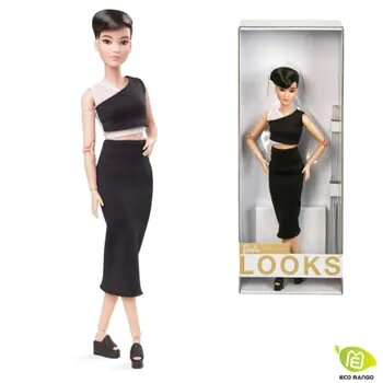 Кукла Barbie, фирменный стиль Barbie Looks Модель #3, GXB29 Азиатская стрижка пикси для брюнеток