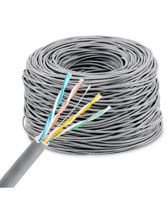 Кабель сетевой UTP KingPrice KP-utp-c5e-0.5mm-CU-305m, cat.5E, 4 пары, 0.50мм, медь, 305м серый