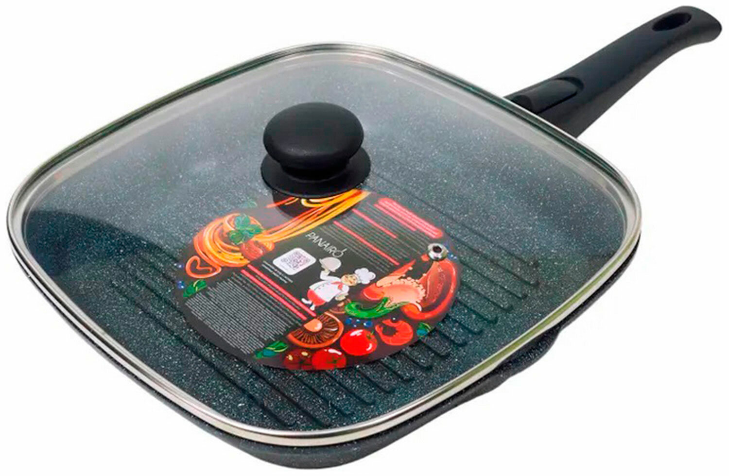 Сковорода-гриль Panairo Veranss, 27х27см, с крышкой и съемной ручкой (VR-GRIL-27-Srus-K. pls)