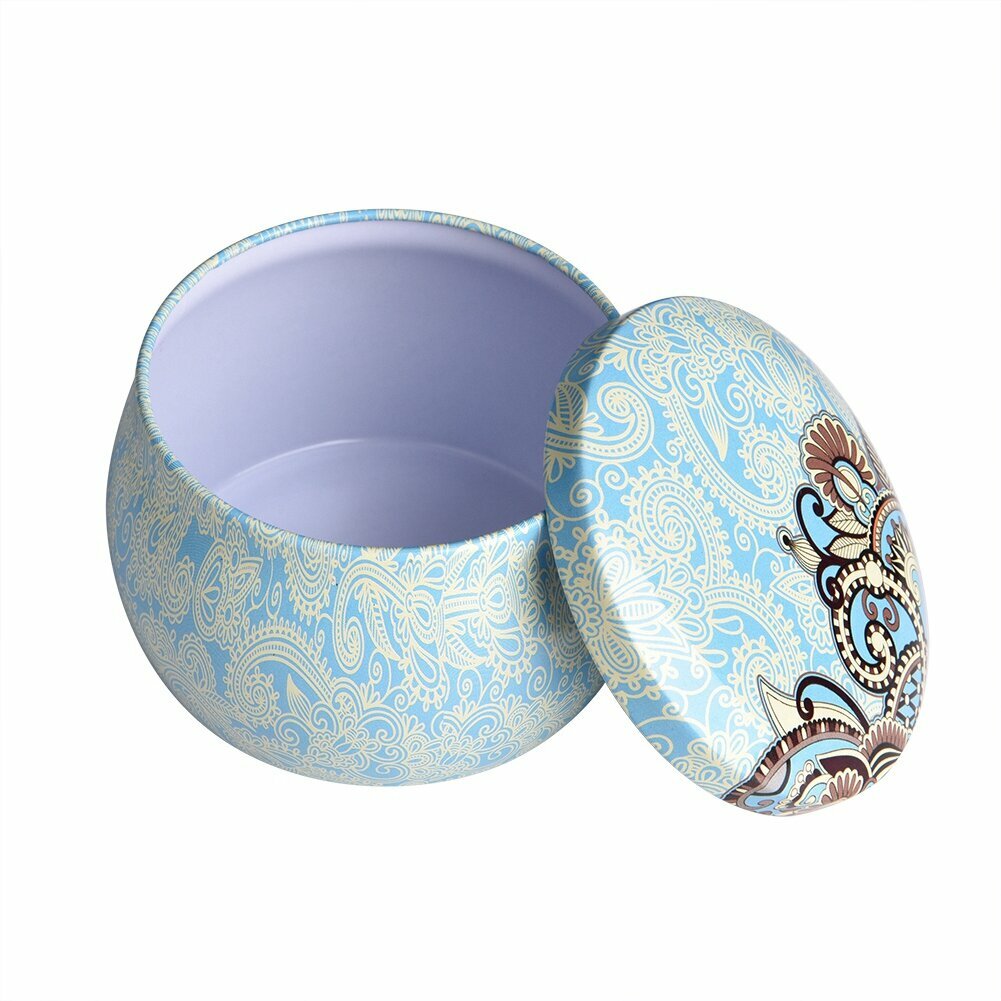 Тип E Коробка для хранения из оловянного листа Металлический контейнер для дома Кухонная коробка для чая кофе конфет украшений подарков Материал: оловянный лист Вес: approx.40g/1.4oz Высота: approx.5cm/2in Диаметр: approx.7.5cm/2.95in