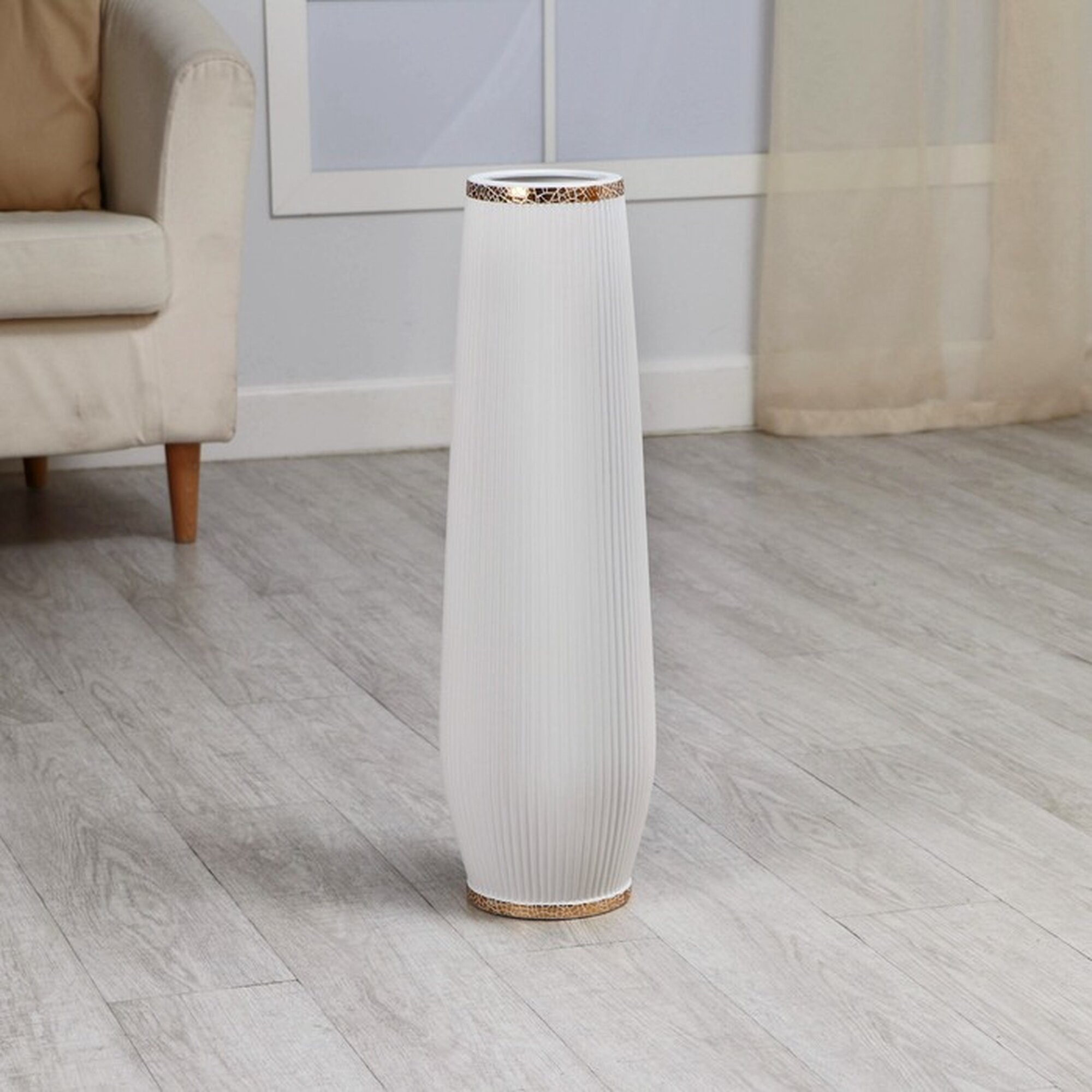 Ваза Сима-ленд «Мадлен», напольная, керамическая, 60 см, белая