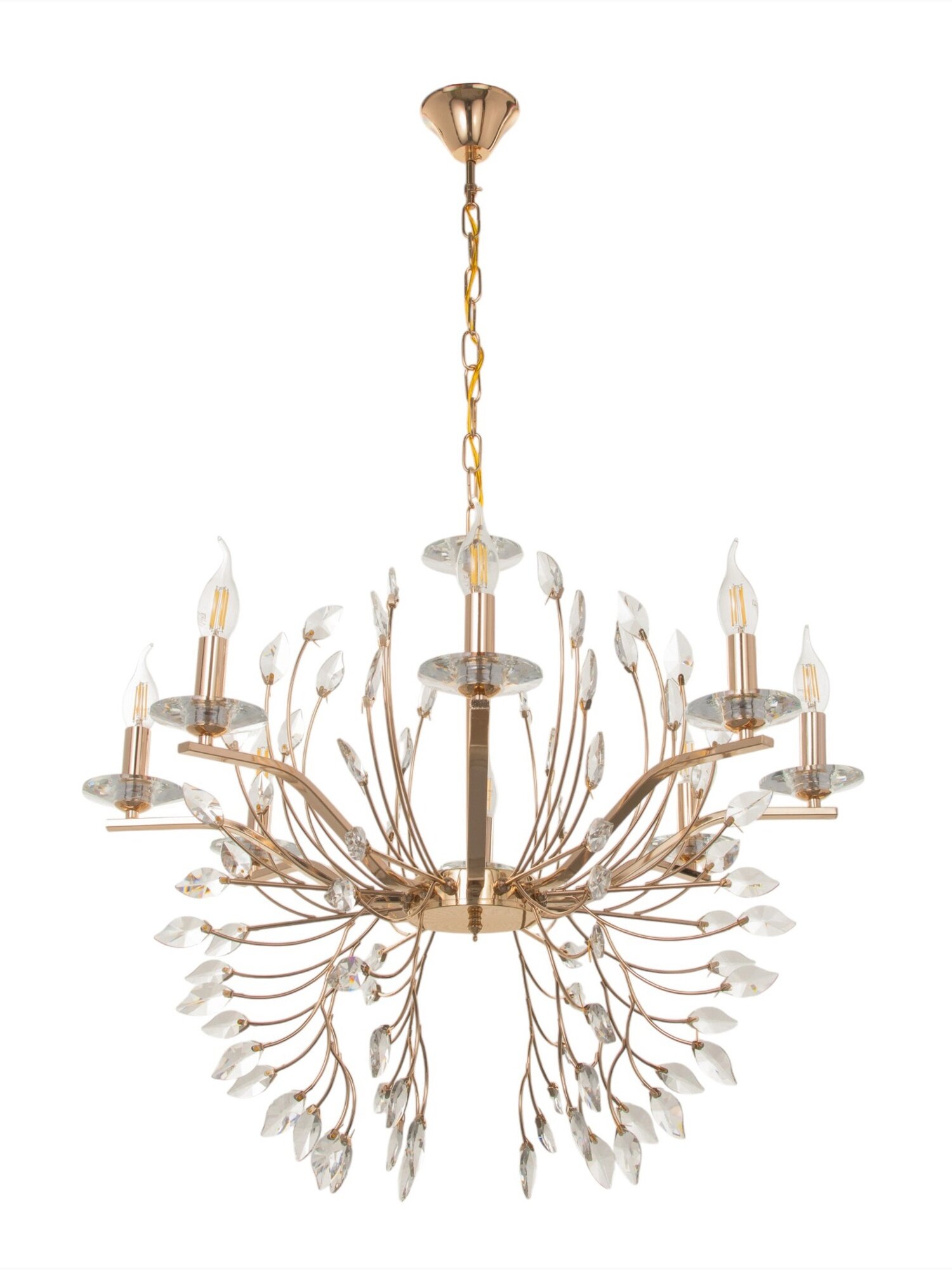 Люстра BayerLux "Валенсия", E14, 40 Вт, 8 ламп, IP20, золотая