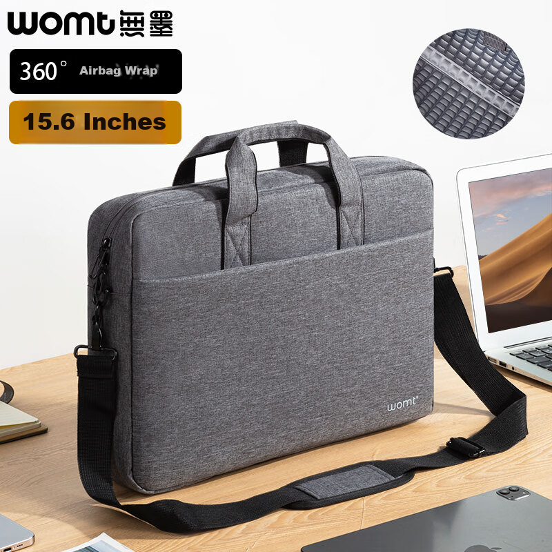 WOMT No-Ink Notebook Laptop Bag 15.6/16 Inch for Apple Huawei Lenovo Legion Xiaomi Asus Dell Gaming Laptop Large Capacity Shoulder Bag for Men and Women