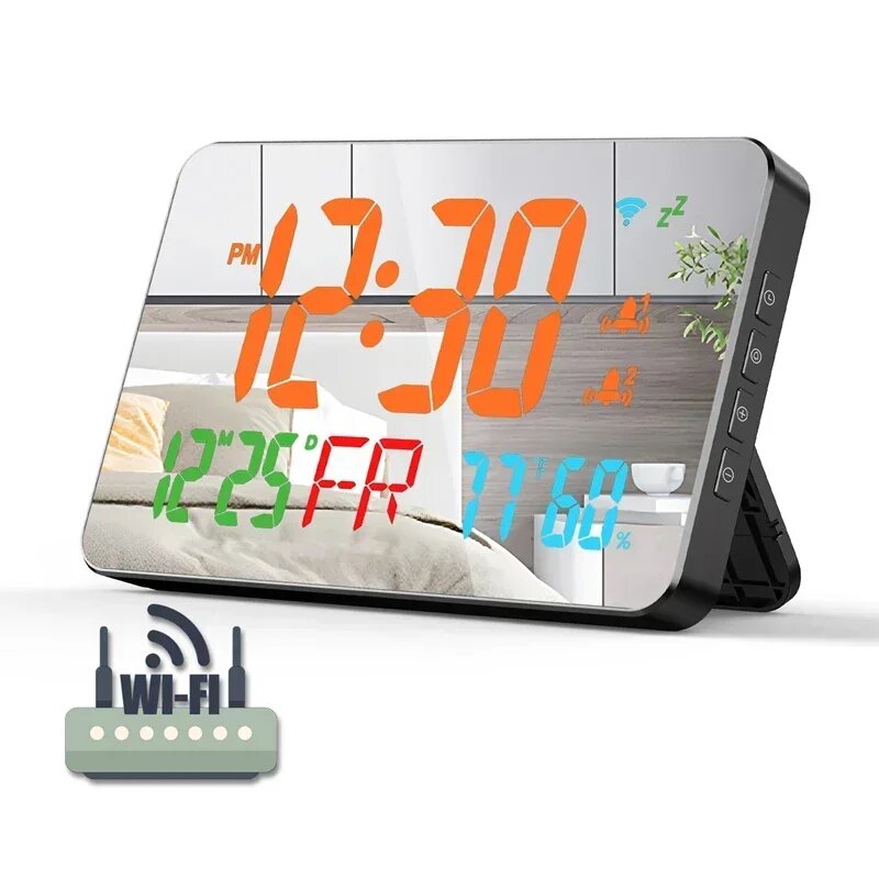 Smart Wifi Цифровые настенные часы с датчиком температуры и влажности