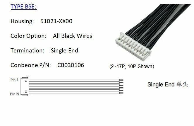 Молекс Пико Блейд проводной кабель 10 проводов 300MM, TYPE BSE