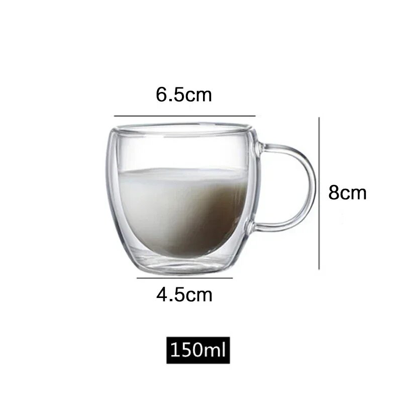 Термочашка из стекла 1pcs, Coffee glass 150 ml