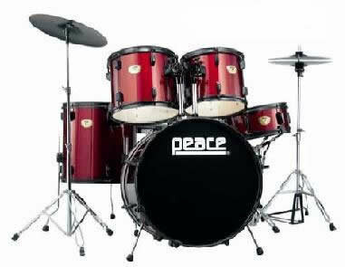 DP-101BK-22 ударная установка #25 Wine red красное вино из 5-ти барабанов (10х8/12х9/14х5,5/16х15/22х14); черные лаги, обода и стойки (прямая под тарелку, под хай-хэт, под малый барабан, педаль, стул, тарелки хай-хэт 14', тарелка крэш-райд 16', том-хол