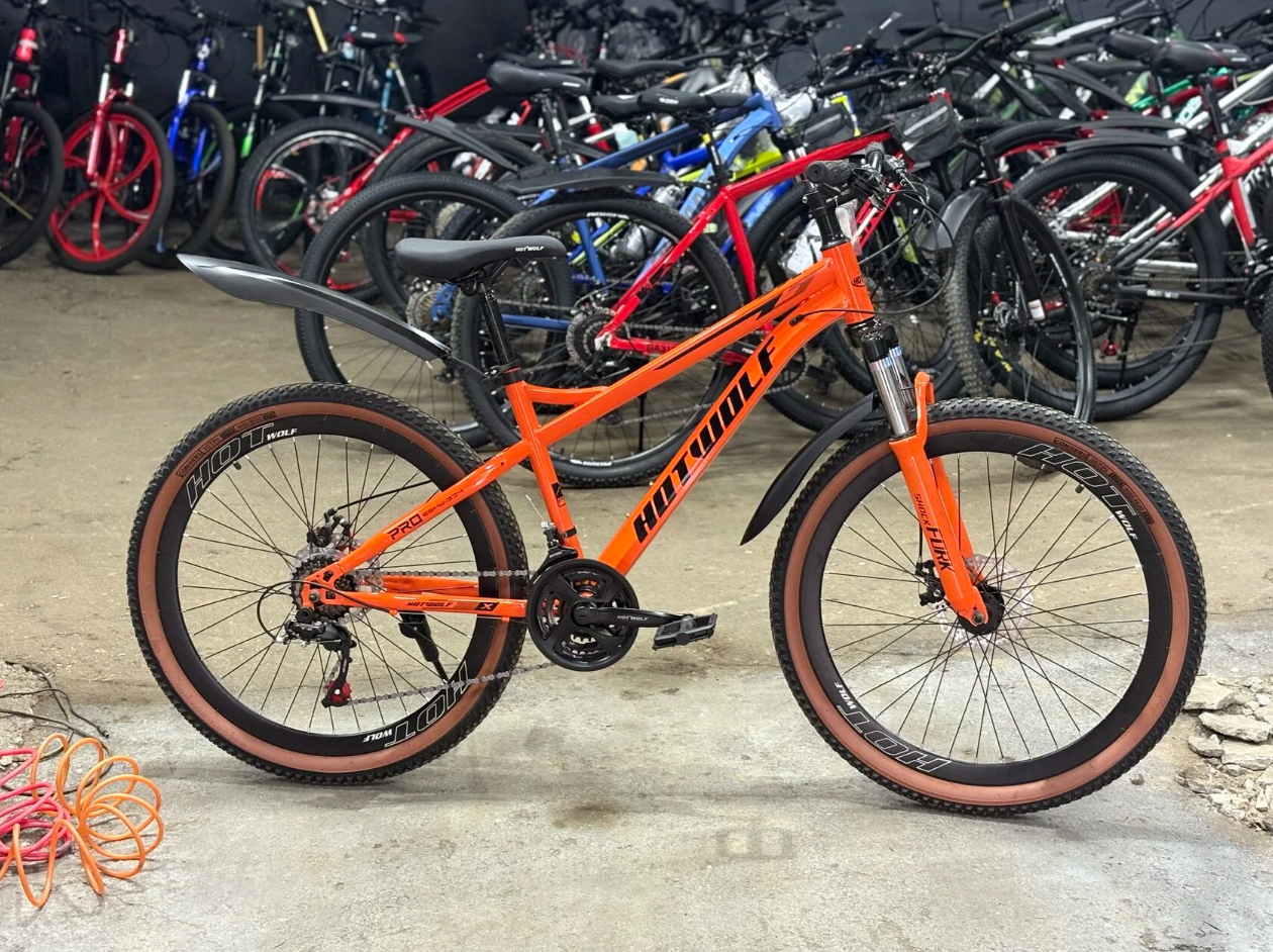 Велосипед взрослый / подростковый мужской / женский, гравийный горный 26", HOT wolf 334 21ск оранжевая рама 17", рост 143-180 см